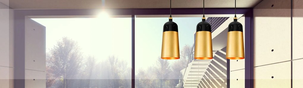 Toolight Fox B, závěsná lampa 1xE27 APP196-1CP, černá-růžové zlato, OSW-00177