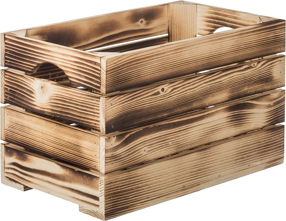 Dřevobox Opálená drevená bedýnka 40 x 22 x 24 cm