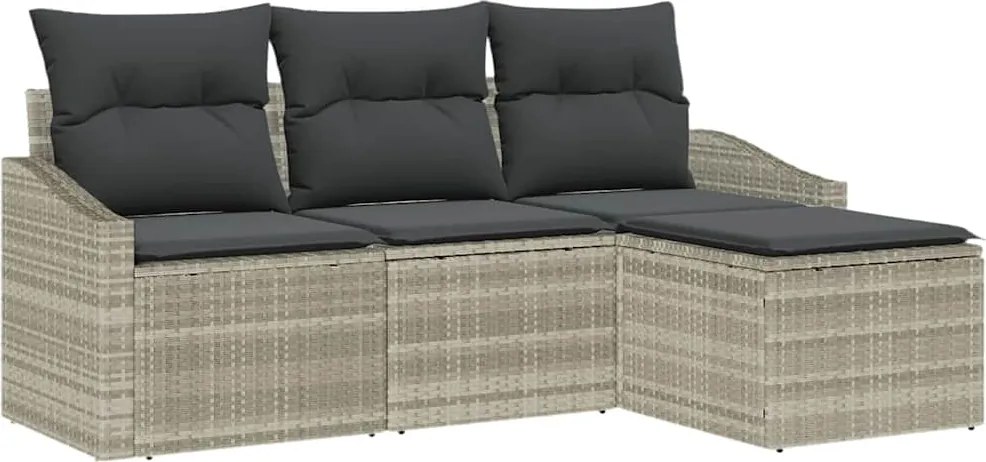 Set pohovek 4 ks Světle šedá polyratan 3346672