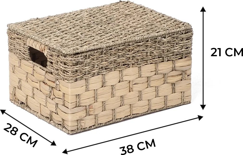 Massivo.cz Pletené košíky s víkem z mořské trávy (3v1 - produkt 8)