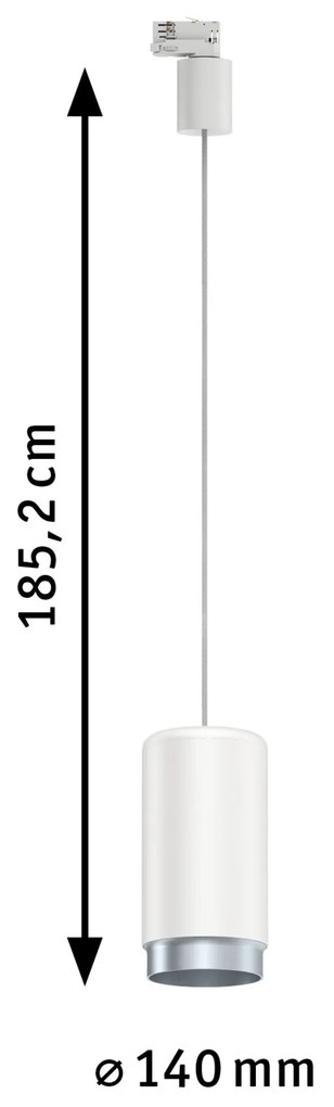 Paulmann 95403 ProRail3 Corus, bílé závěsné svítidlo, 1x50W E27, výška 27,2cm