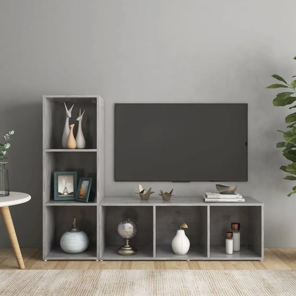 TV skříňky 2 ks betonově šedé 107 x 35 x 37 cm dřevotříska 3079938