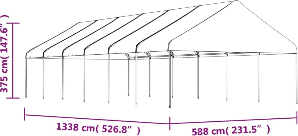 Altán se střechou bílý 13,38 x 5,88 x 3,75 m polyethylen 3155522