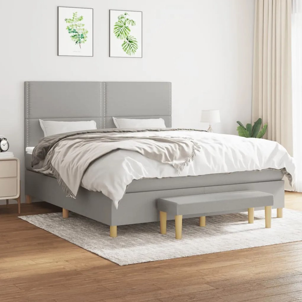 Box spring postel s matrací světle šedá 180 x 200 cm textil 3137093