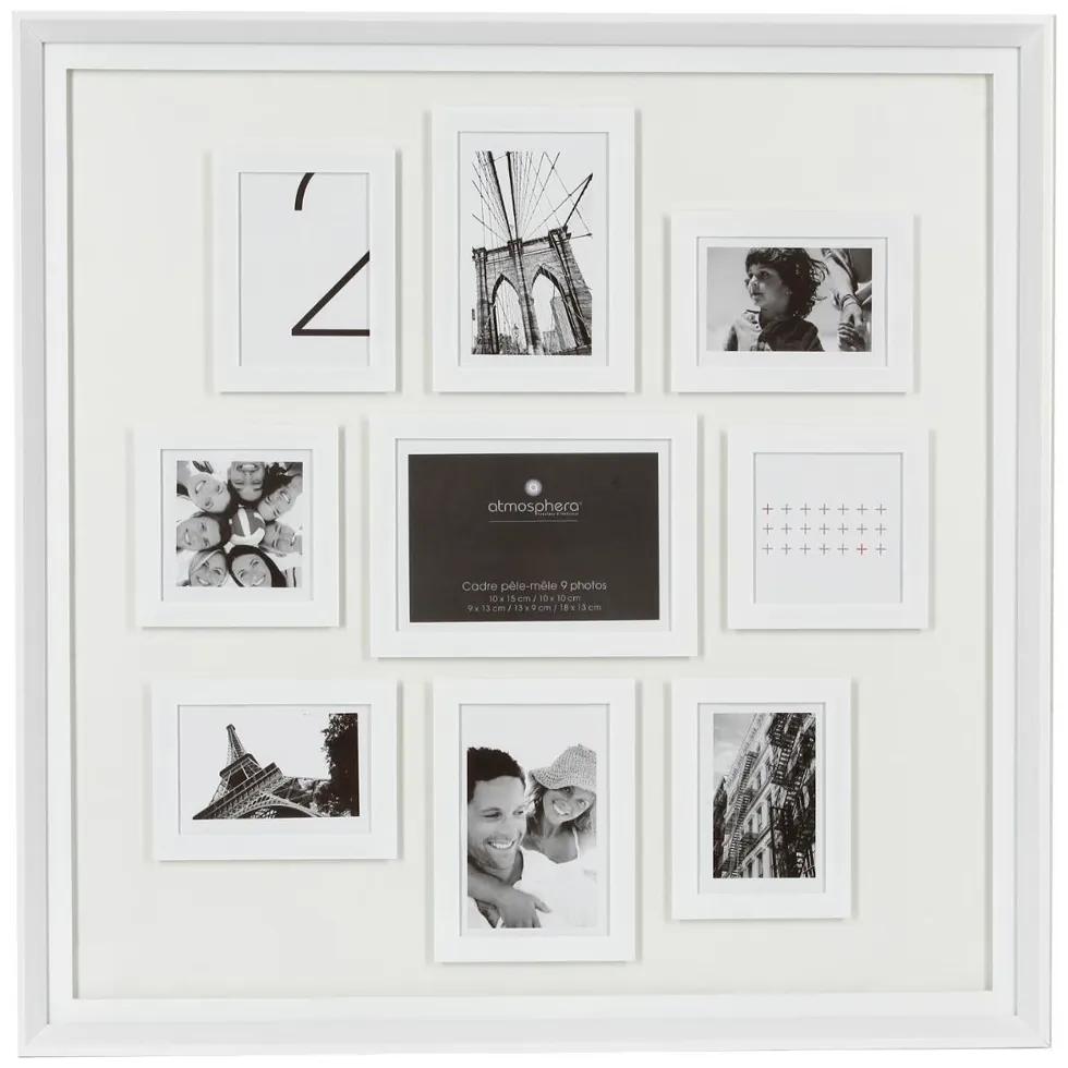 Obdélníkový rámeček pro 9 fotek, fotorámeček, rámeček na fotky - mini  galerie na fotky, barva bílá | BIANO