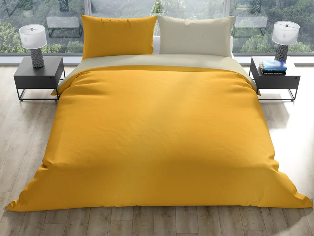Gipetex Natural Dream Italské povlečení 100% bavlna LUX Doubleface světle/tmavě žlutá - 140x200 / 70x90 cm