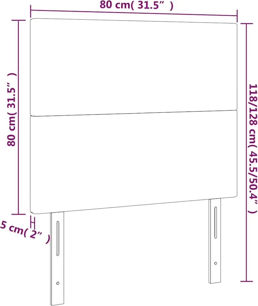 Čelo postele s LED tmavě modré 80x5x118/128 cm samet 3122178