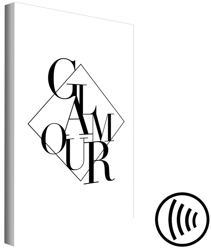 Obraz Glamour (1-dílný) svislý - nápis na pozadí geometrického obrazce