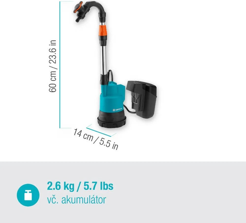 Čerpadlo do sudu Gardena 2000/2 18V P4A - sada 14602-20
