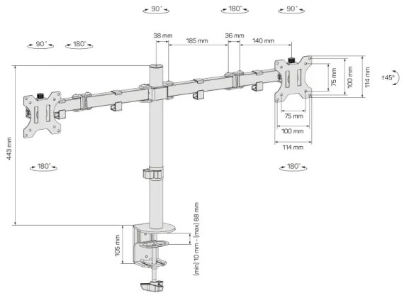 CONNECT IT CMF-3203-BK - Univerzální držák na 2 monitory 13-32” černá