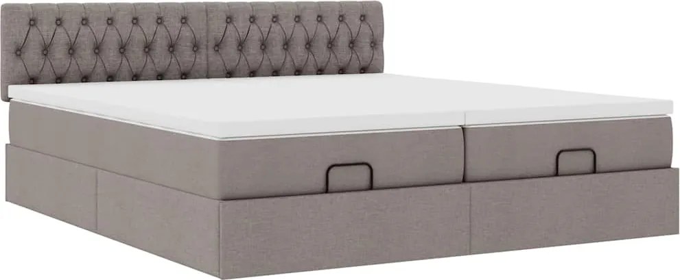 Osmanský rám postele s matrací taupe 180x200cm textil 3312868