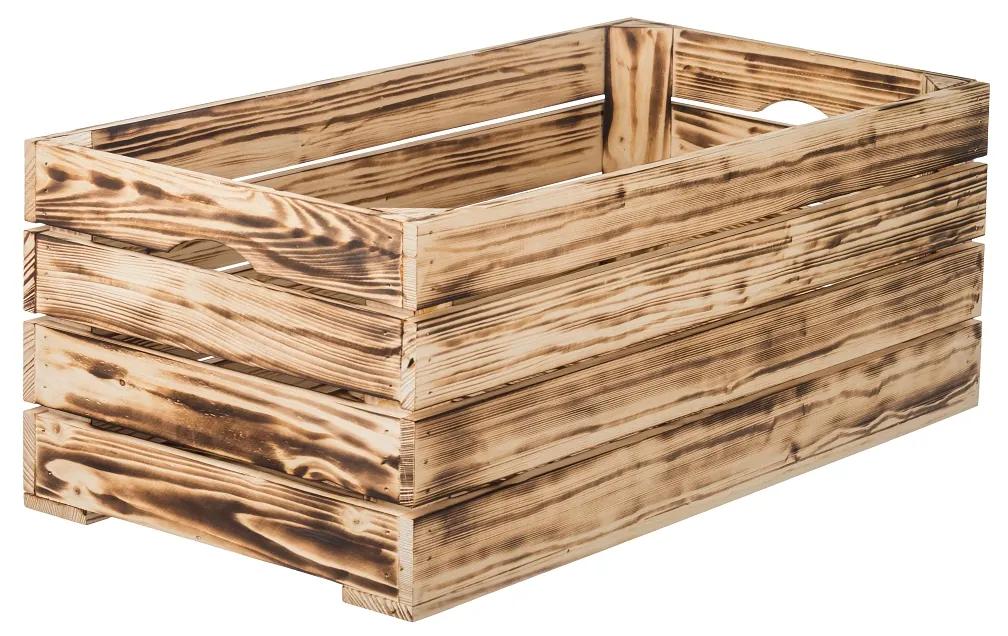 Dřevobox Opálená dřevěná bedýnka 60 x 30 x 24 cm