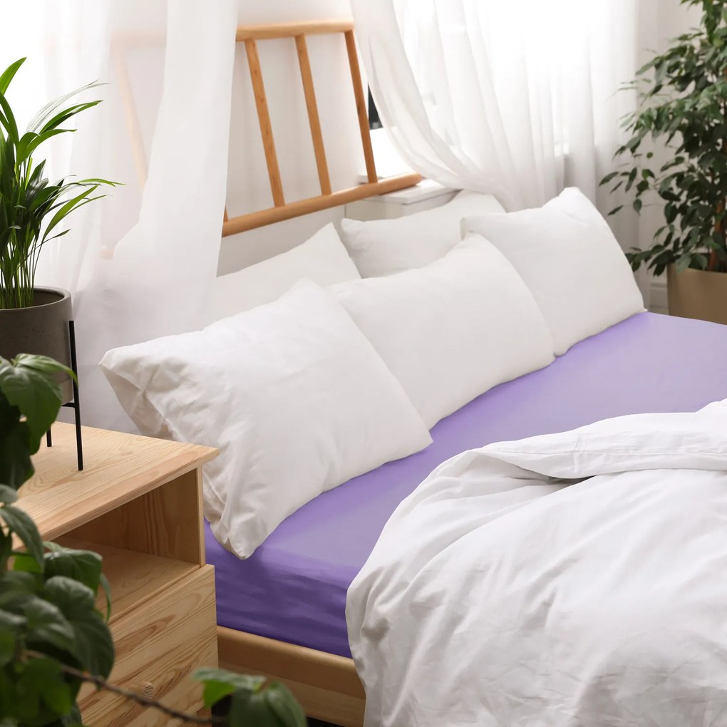 DĚTSKÉ JERSEY PROSTĚRADLO 040 80X160 CM FIALOVÉ