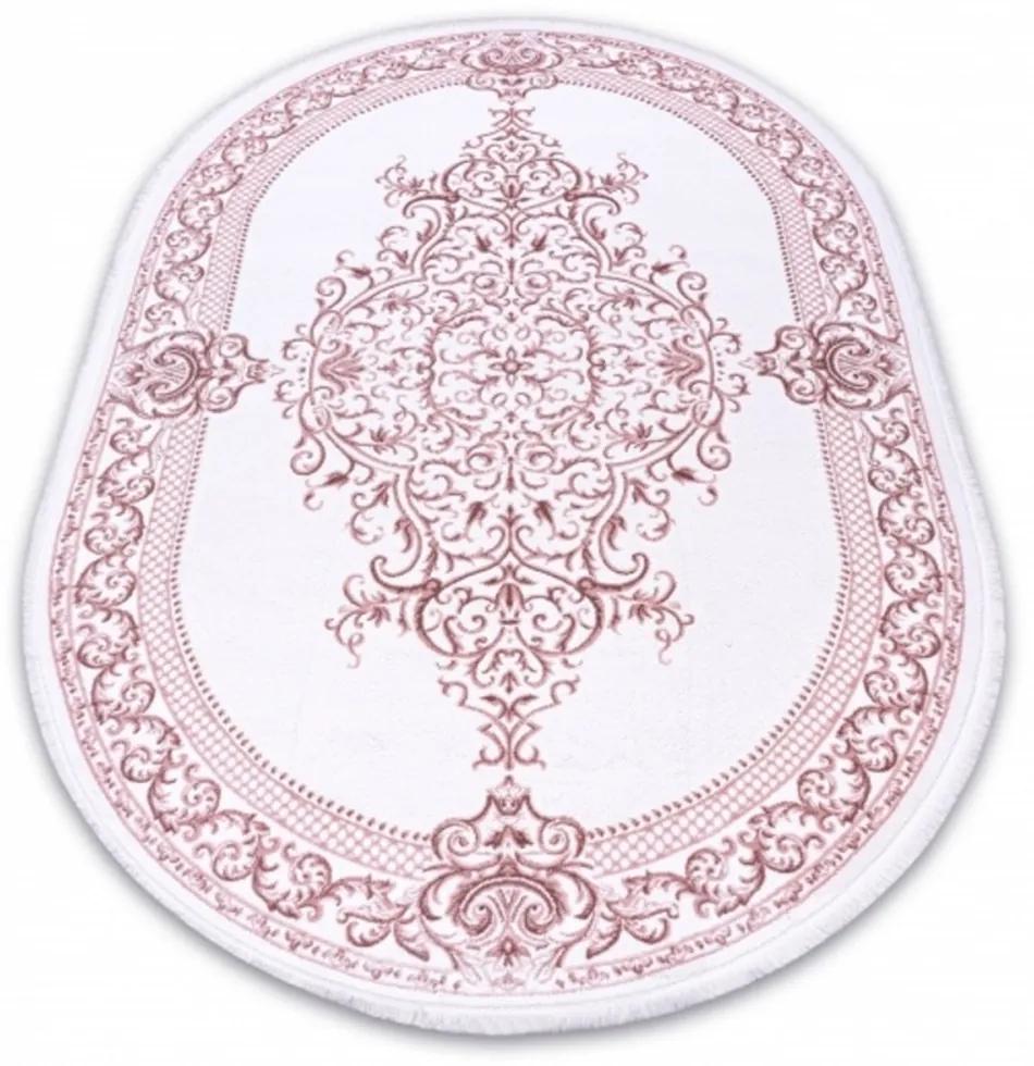 Luxusní kusový koberec akryl Tonga růžový ovál, Velikosti 80x300cm