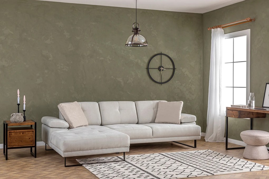 Atelier del Sofa Rohová sedací souprava Mustang Small Left - Beige, Béžová