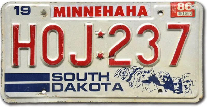 Americká SPZ South Dakota 1986 Faces HOJ 237