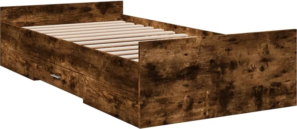 Rám postele se zásuvkami kouřový dub 90x190 cm kompozitní dřevo 3280346