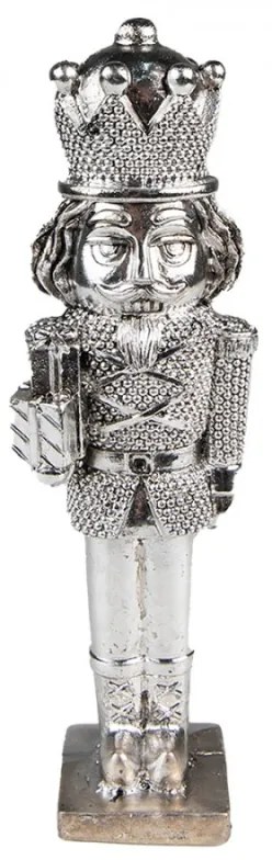 Vánoční dekorace Louskáček Stříbrný 5*4*16 cm – 5x4x16 cm