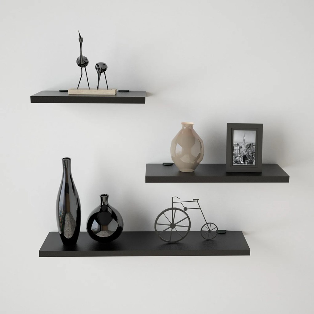 KALUNE DESIGN Set 3 poliček WALL černý 956LCS2702