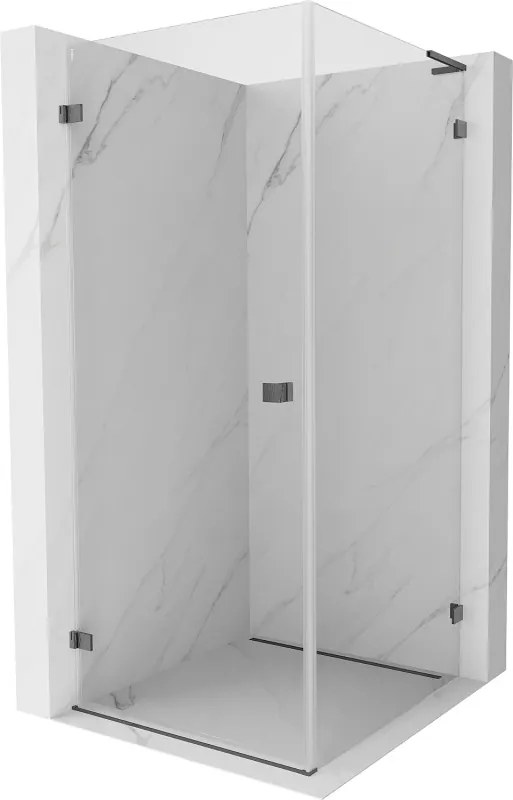 Mexen Lunar-B L sklápěcí sprchový kout levý 70 x 70 cm, čiré sklo, broušený grafit, 832L-070-070-66-00-L