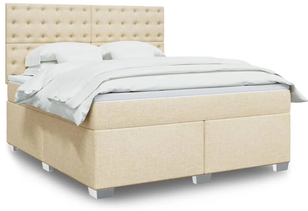 Box spring postel s matrací krémová 180x200 cm textil 3290586
