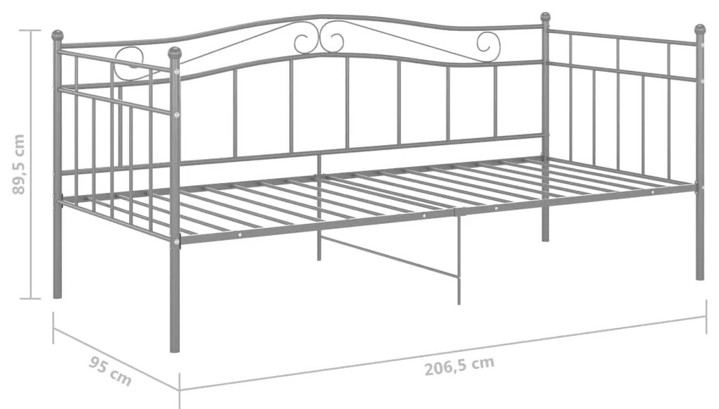 Rám postele/pohovky šedý kovový 90 x 200 cm,  324781