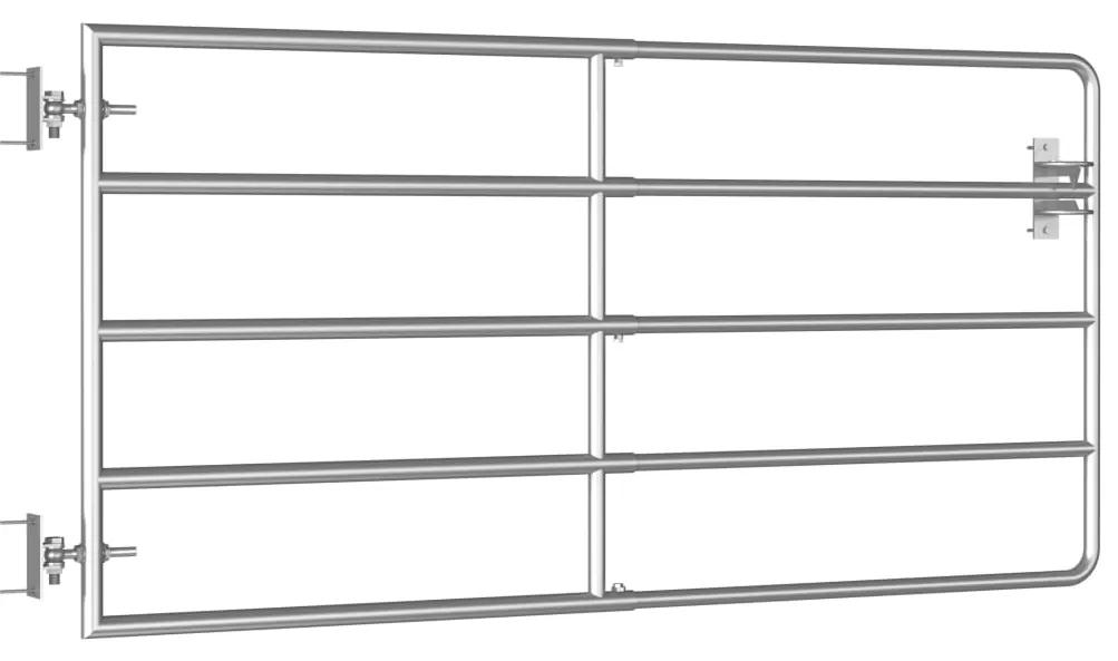 vidaXL Brána na pastvinu ocelová 5 tyčí (95–170) x 90 cm stříbrná