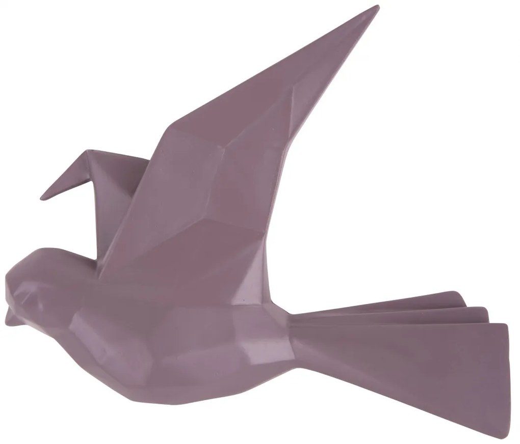 PRESENT TIME Sada 2 ks – Malý nástěnný věšák Origami Bird – fialová 19 × 3,5 × 15,7 cm