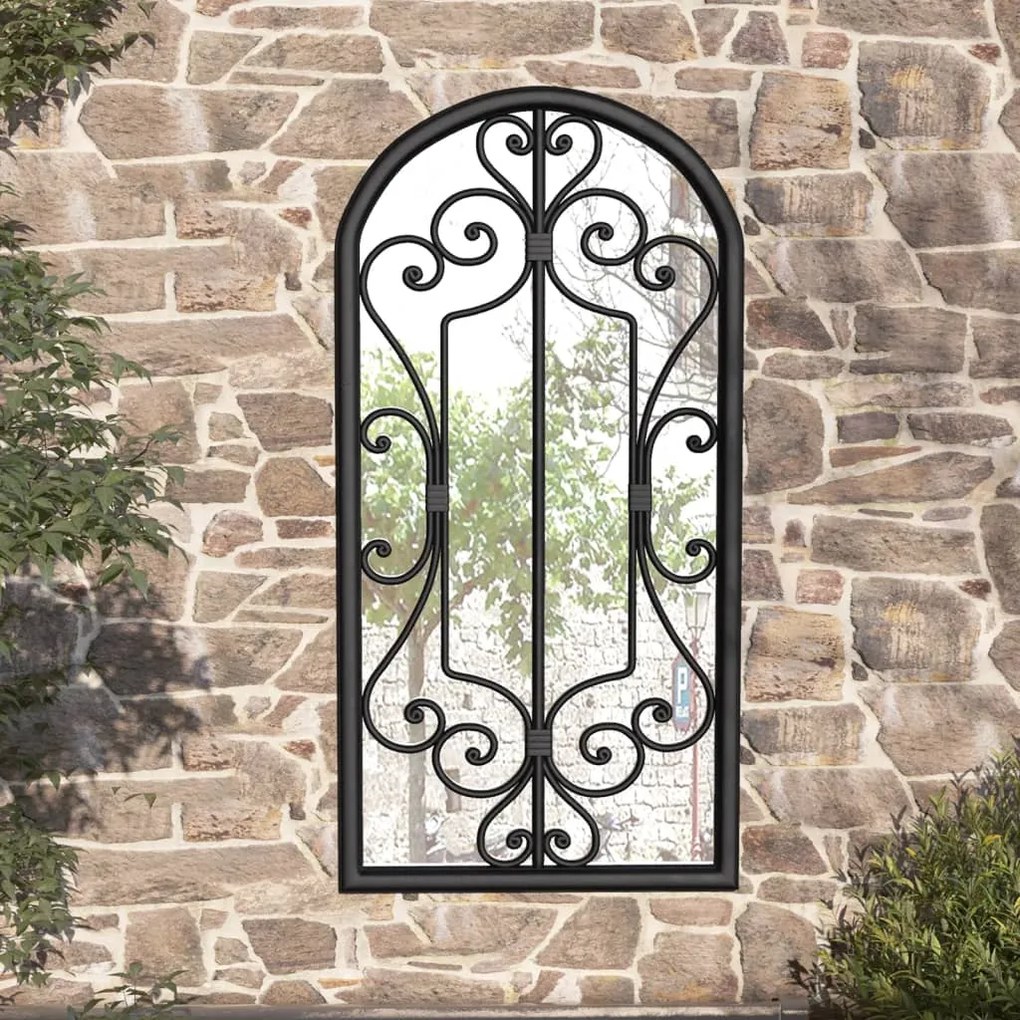 Zahradní zrcadlo černé 70 x 30 cm železo do exteriéru 318376