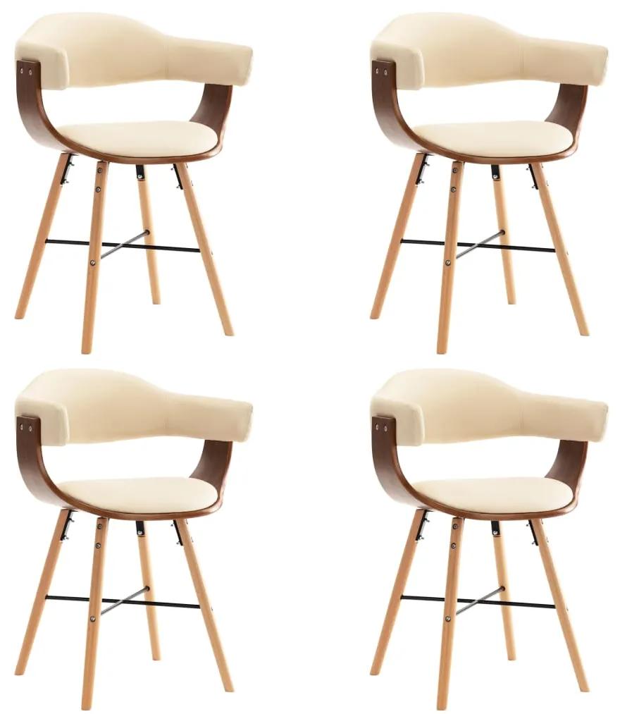 279495 vidaXL Jídelní židle 4 ks krémové umělá kůže a ohýbané dřevo