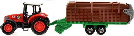 TOI-TOYS Traktor s přívěsem 21 cm kovový