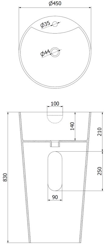 Mexen, Mexen Onyx-02 umywalka wolnostojące z konglomeratu 45 x 45 cm, bílá mat - 26544500