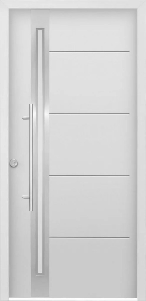 Solid Elements Vchodové dveře Themolux, 90 L, rozměr vč. zárubně: 1000 × 2080 mm, hliník, ocel, levé, bílé, prosklené