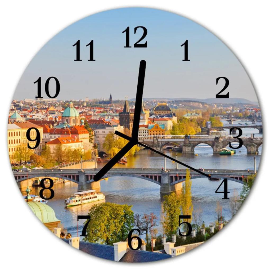 Skleněné hodiny kulaté Hlavní město Praha