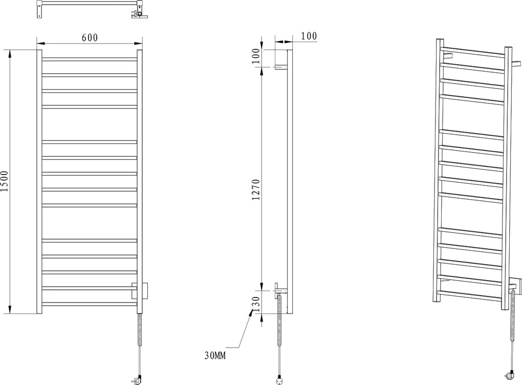 Sapho Sapho, ESKINADO elektrický sušák ručníků, hranatý, 600x1500 mm, 130 W, leštěná nerez, ER450V