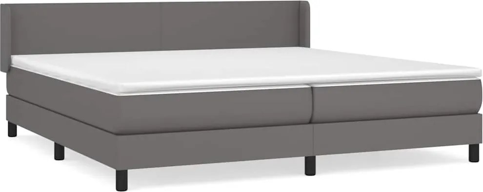 Box spring postel s matrací šedá 200x200 cm umělá kůže 3130683