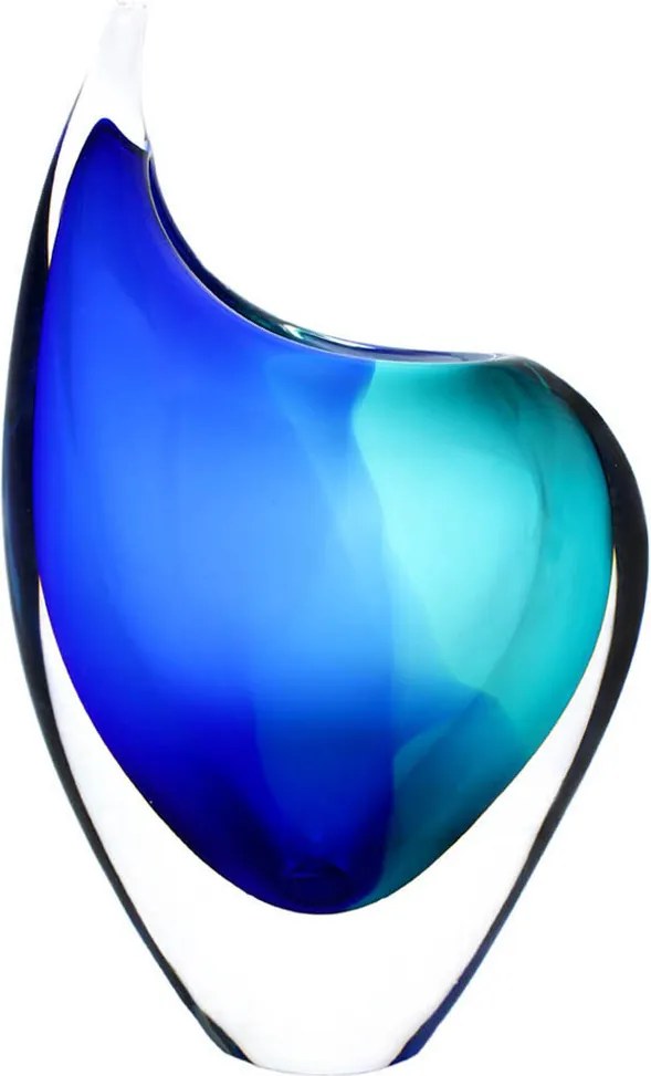 Skleněná hutní váza model 06, růžová a tyrkysová, 16 cm | České hutní sklo od Artcristal Bohemia