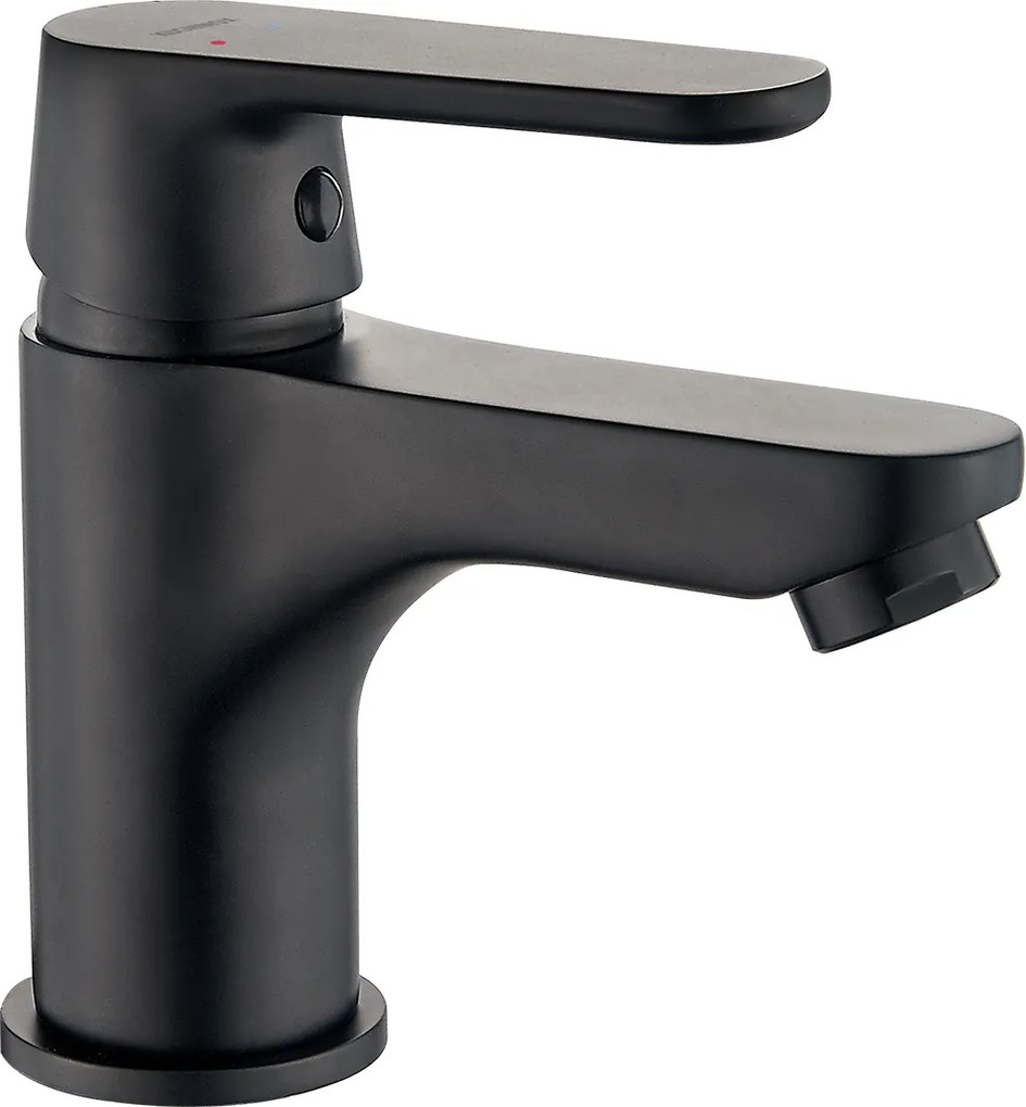 Kuchinox Dima, umyvadlová baterie včetně odtokové zátky ClickClack h-132, černá matná, LAV-BQD_722D