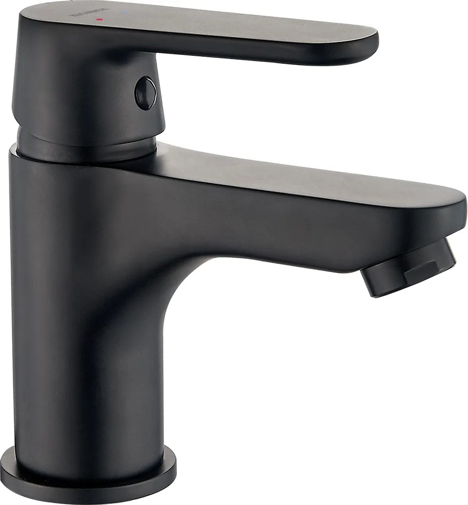 Kuchinox Dima, umyvadlová baterie včetně odtokové zátky ClickClack h-132, černá matná, LAV-BQD_722D