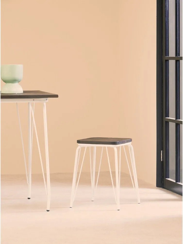 Bílá/v tmavě přírodní barvě stolička z jilmového dřeva District – Premier Housewares