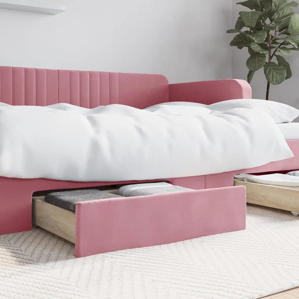 Zásuvky pod postel 2 ks růžové kompozitní dřevo a samet