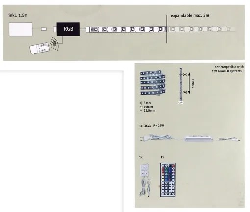 Paulmann 70587 - LED RGB/20W Stmívatelný pásek MAXLED 1,5m 230V + DO