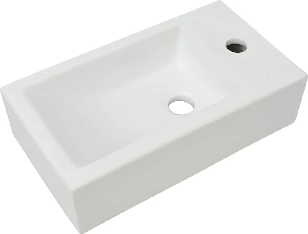 Umyvadlo otvor na baterii obdélníkové keramické bílé 46x25,5x12cm 142343