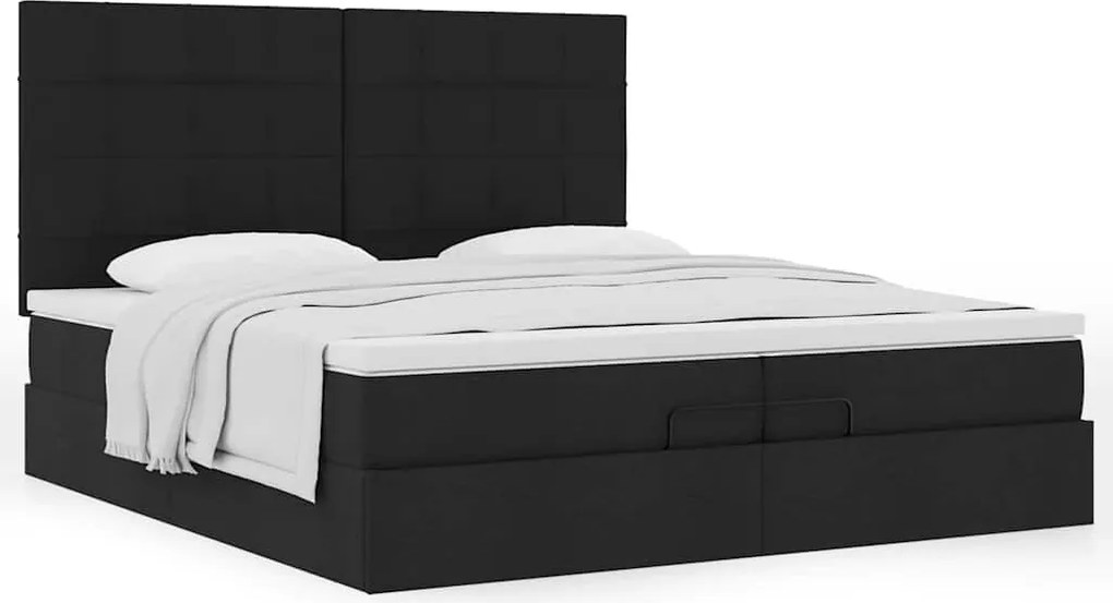 Osmanský rám postele s matrací černý 200x200cm textil 3313184