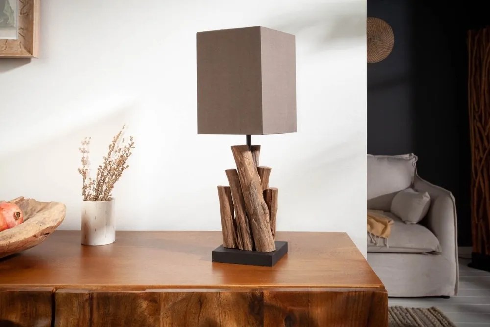 Designová stolní lampa Desmond 45 cm hnědá - Ironwood