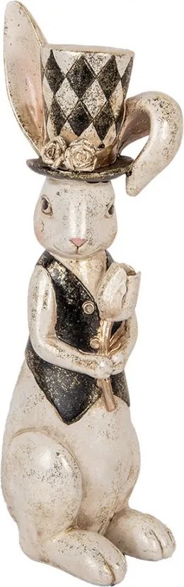 Dekorace králíček s kloboukem a růží - 12*14*38 cm