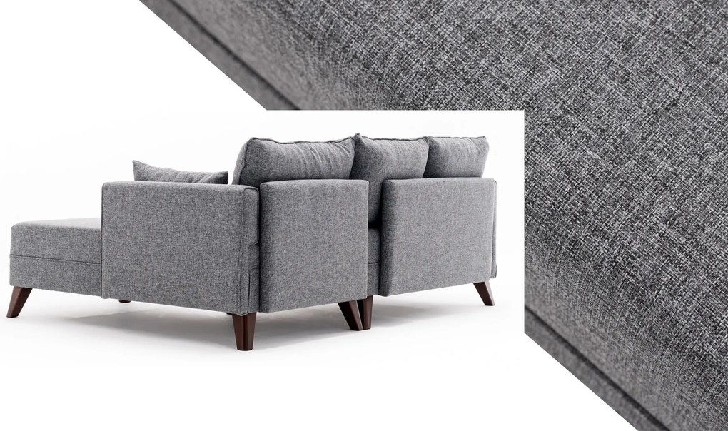 Hanah Home Třímístná pohovka BELLA šedá pravá 205 cm s taburetem 825BLC1504