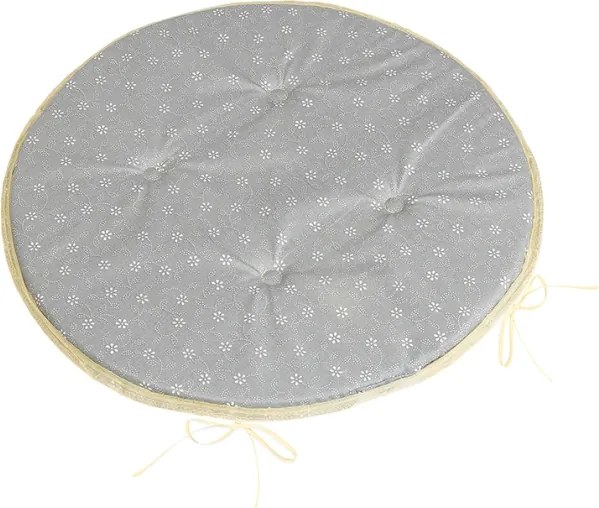 Bellatex Sedák Adéla kulatý hladký průměr 40 cm Pnoucí kvítek Šedá,Bílá