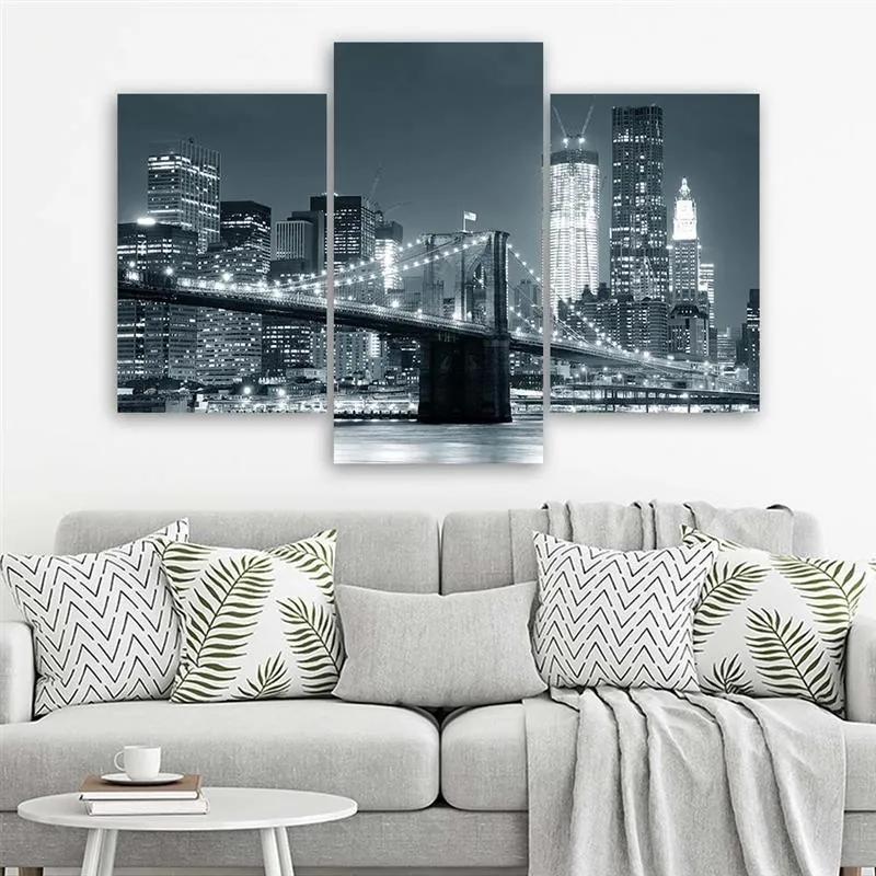 Gario Obraz na plátně New York v noci - 3 dílný Rozměry: 60 x 40 cm