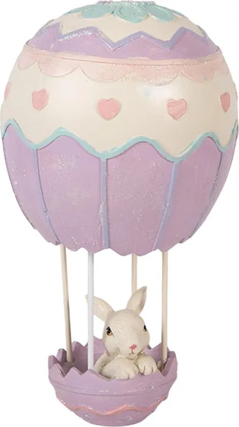 Fialová dekorace králík v balónu - Ø12*20 cm